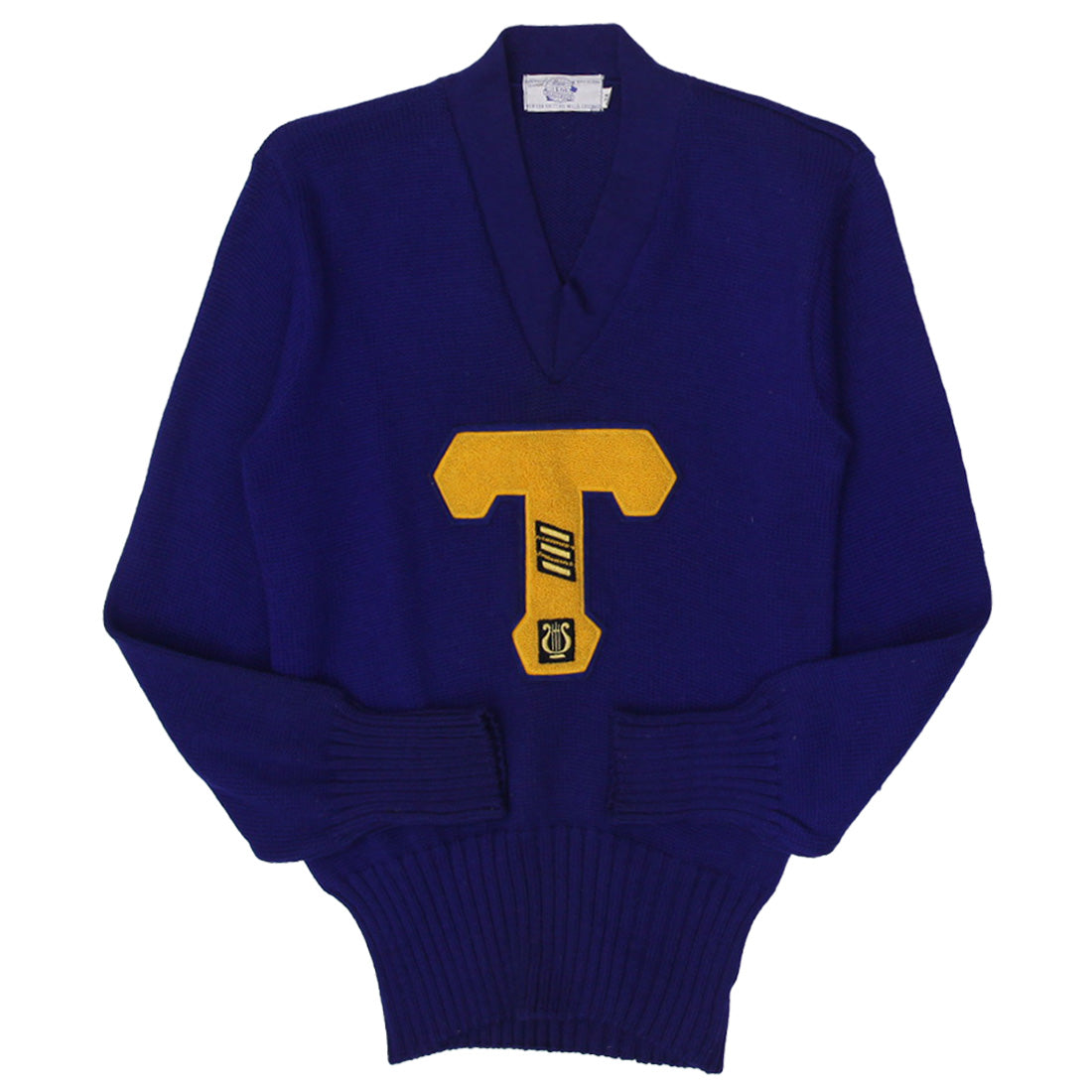 Shop Antique Vintage Varsity Letterman Sweater - Blue & Yellow “T ...