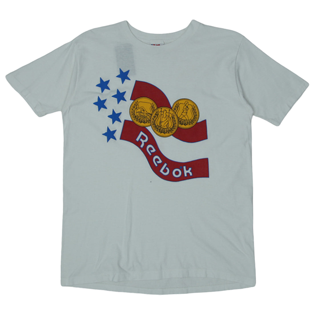 Shop Vintage Reebok Olympic Flags Graphic T-Shirt Single Stitch Made in ...