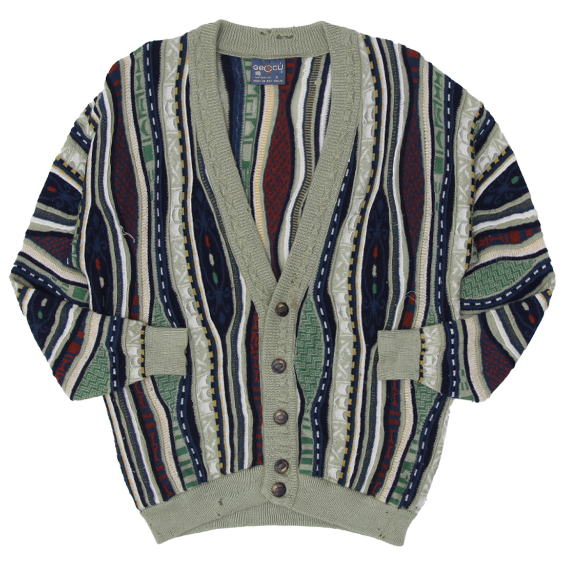 Shop Vintage Geccu Pure Merino Wool Coogi-Style Cardigan Sweater Made ...