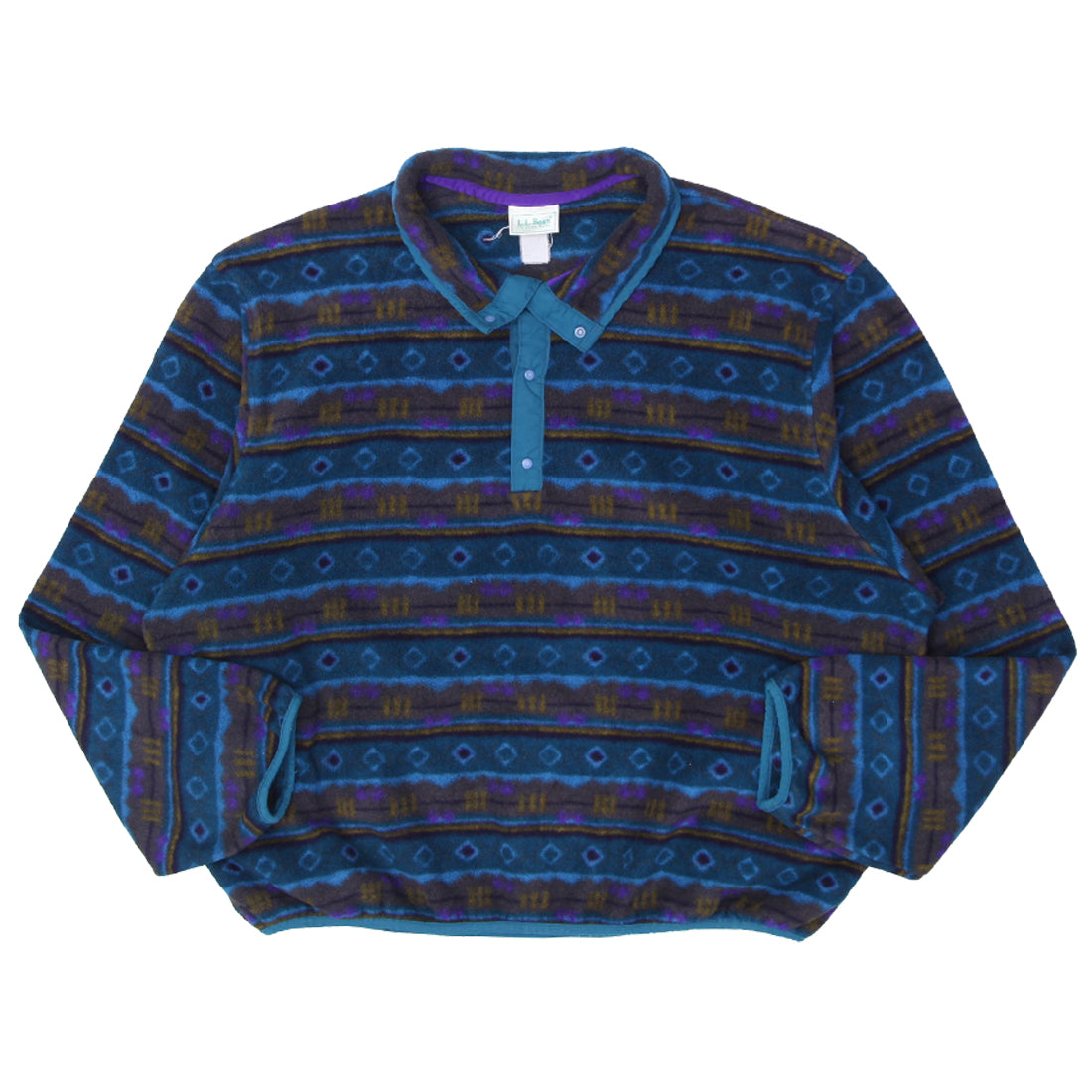Vintage 90's L.L Bean Aztec Design Snap-T Fleece Pullover – Fashion ...