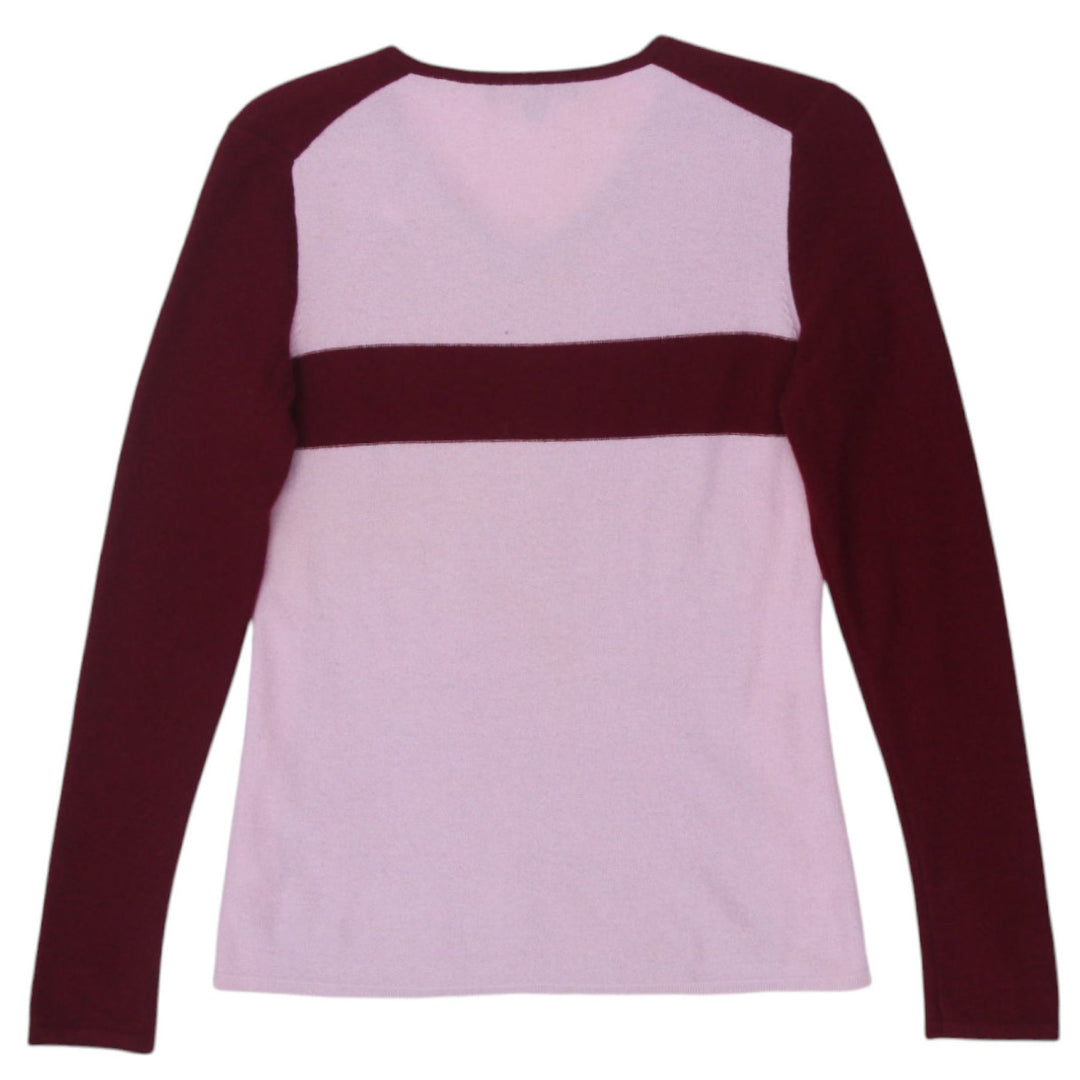 Shop Ladies Brooks Brothers 100% Pure Cashmere Red Pink Colorblock V ...