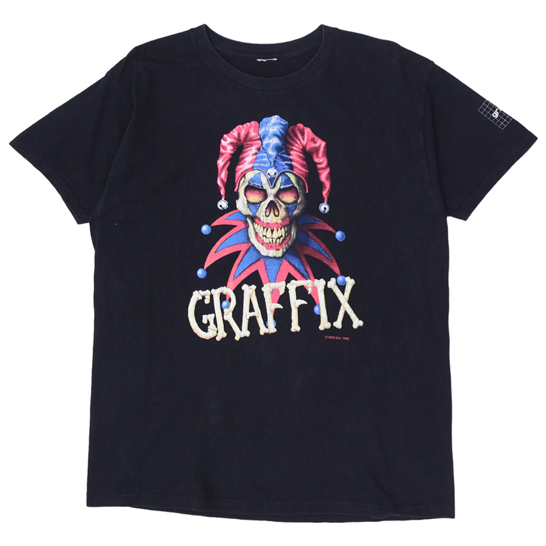 Shop Vintage 1990 Graffix Jester Skelton Clown Black T-Shirt | Fashion ...